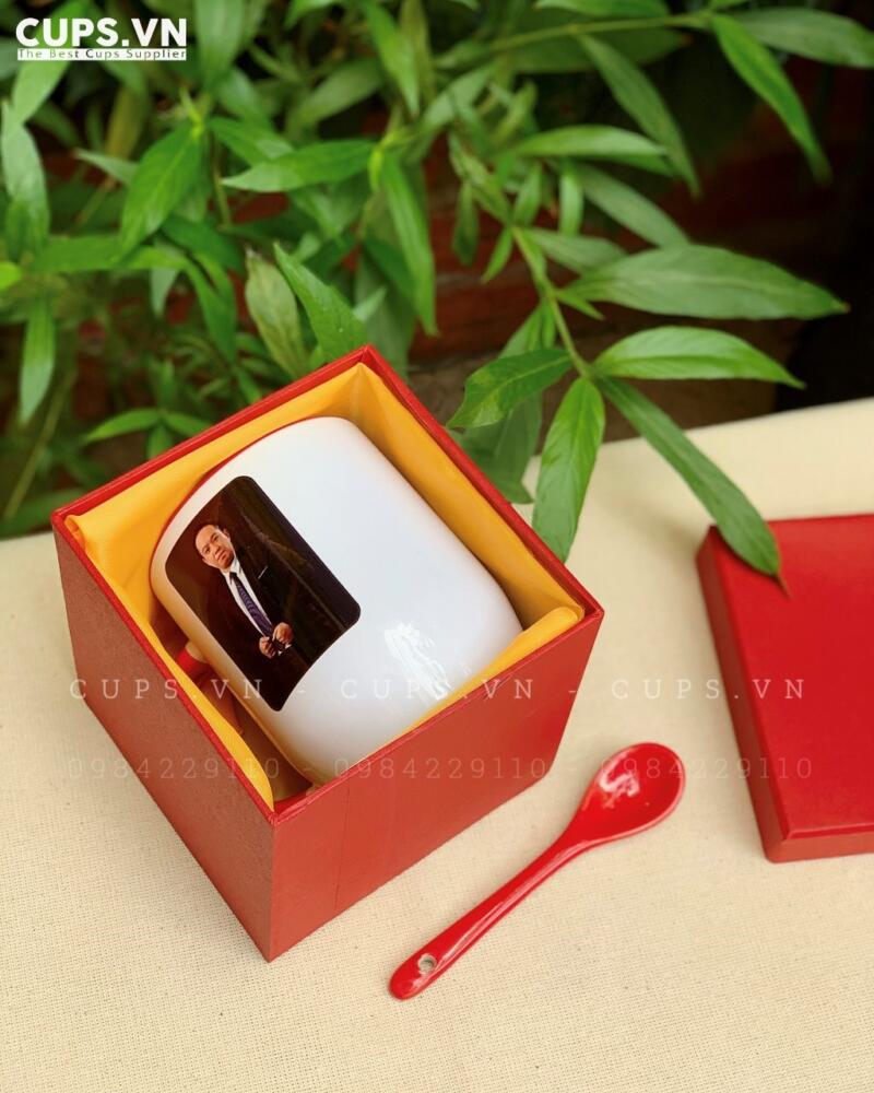 Barrel-Shaped Ceramic Mug with Spoon Custom Corporate Gifts